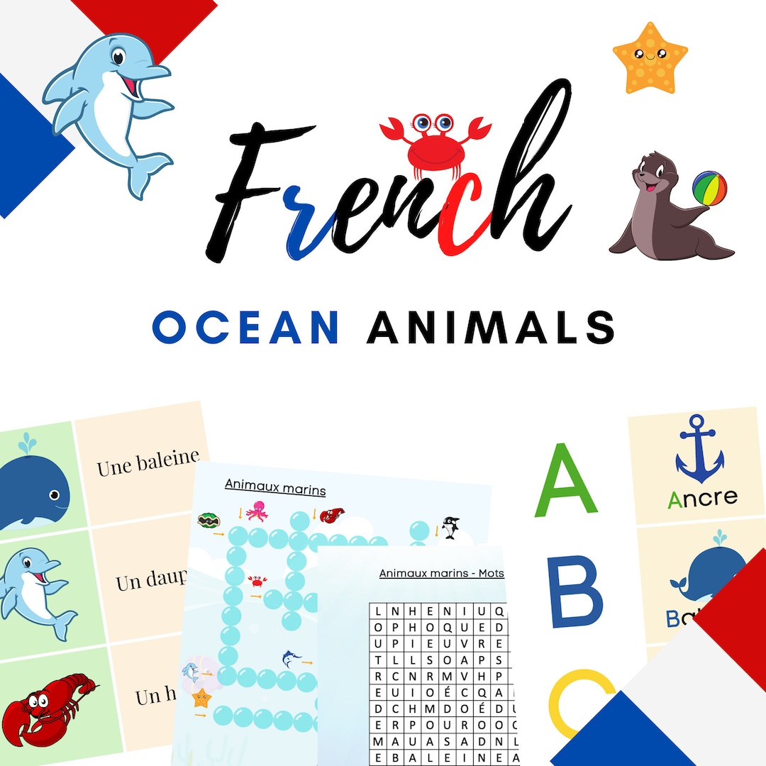 FRENCH Ocean Animal Vocabulary + Activities for Kids! - PDF Download - Etsy