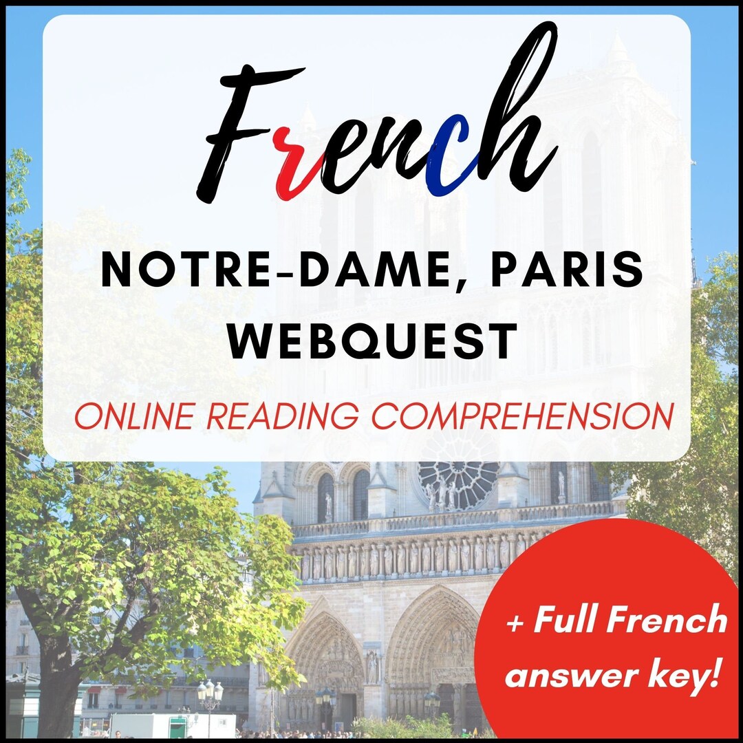 French Reading Comprehension Webquest - Notre-dame (PDF Download) - Etsy