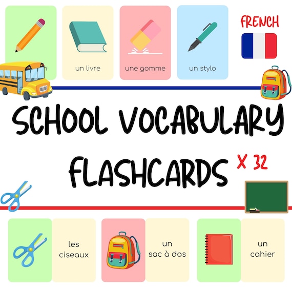 French School Theme Flashcards for Kids French Vocabulary - Etsy Canada
