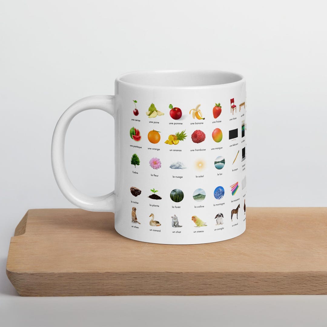 French Vocabulary Mug - Cute Language Mug - French Coffee Mug - French ...