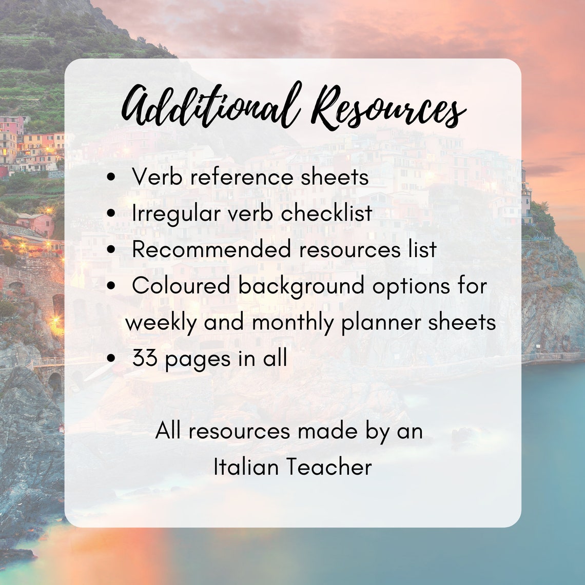 Italian Printable Language and Study Planner - Verb Practice, Templates ...