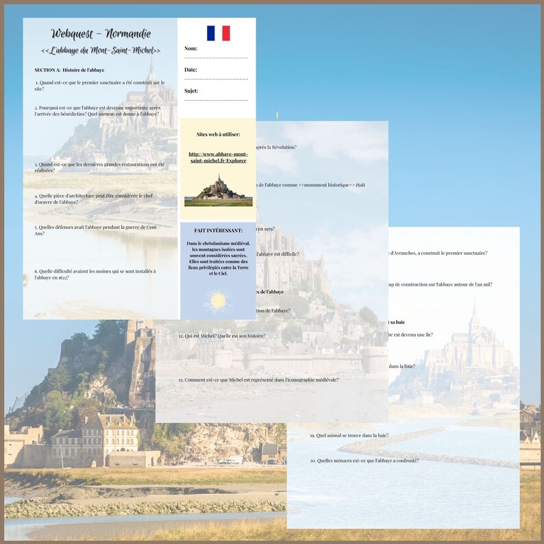 French Reading Comprehension - Mont-saint-michel Webquest - French ...