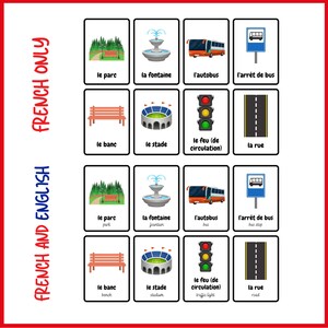 French Vocabulary Flashcards for Kids - City / La Ville - Fun French ...