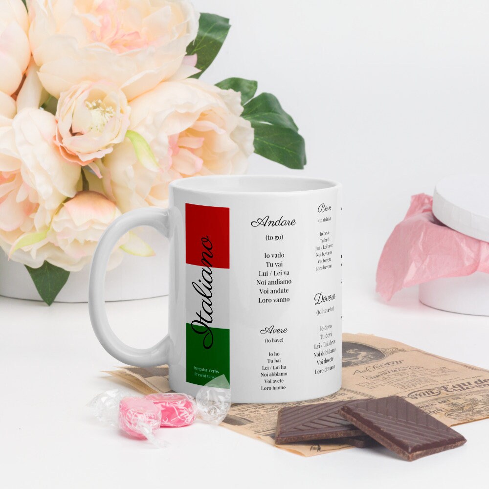 Italian Coffee Mug, Italian Verbs Mug, Italian Hack Mug Gift, Italian ...