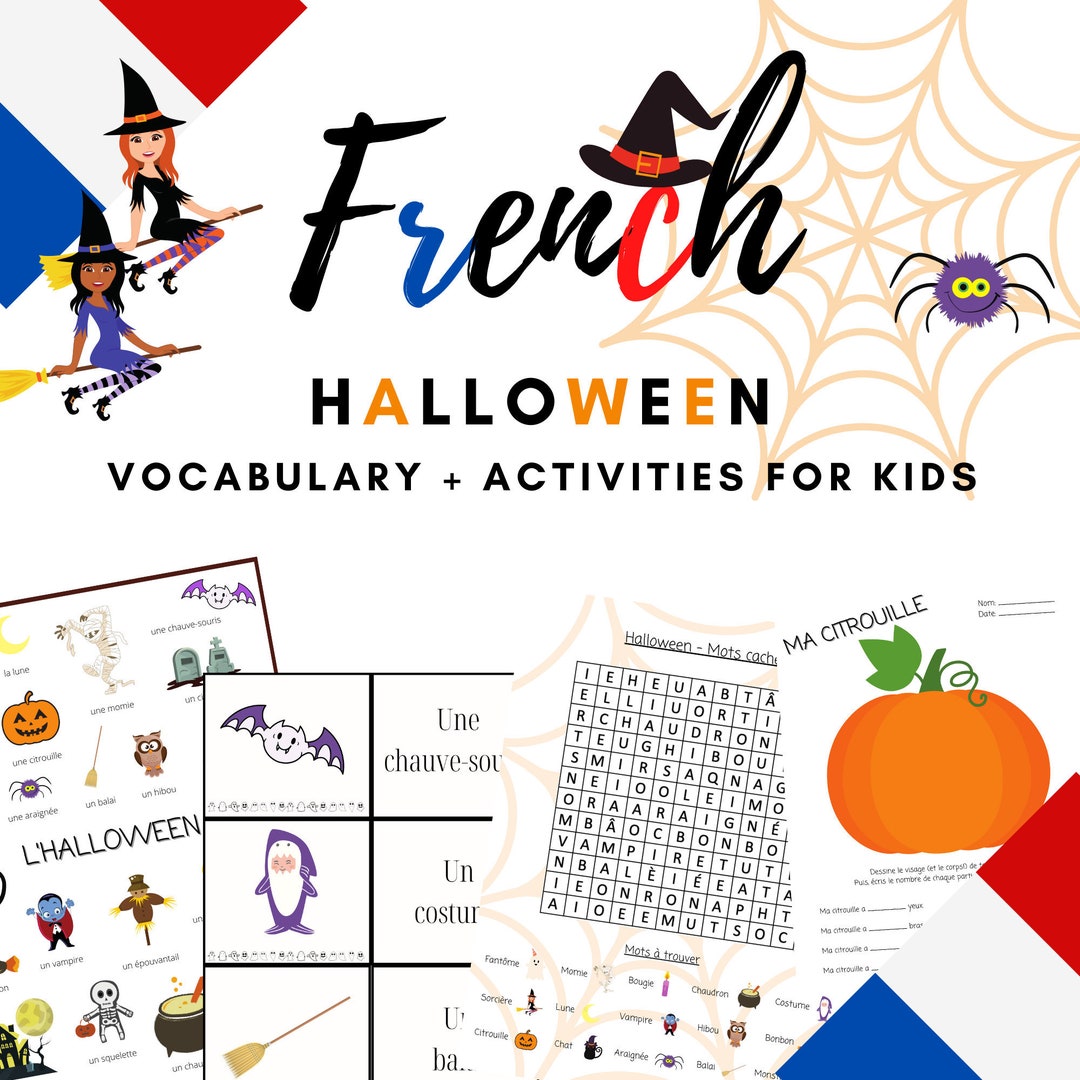 FRENCH Halloween Printable Vocabulary Activities for KIDS! Flashcards ...