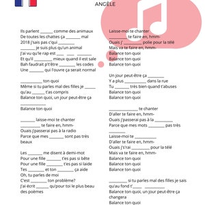French Song Worksheets - Learn French - Fill in the Blanks Exercises ...