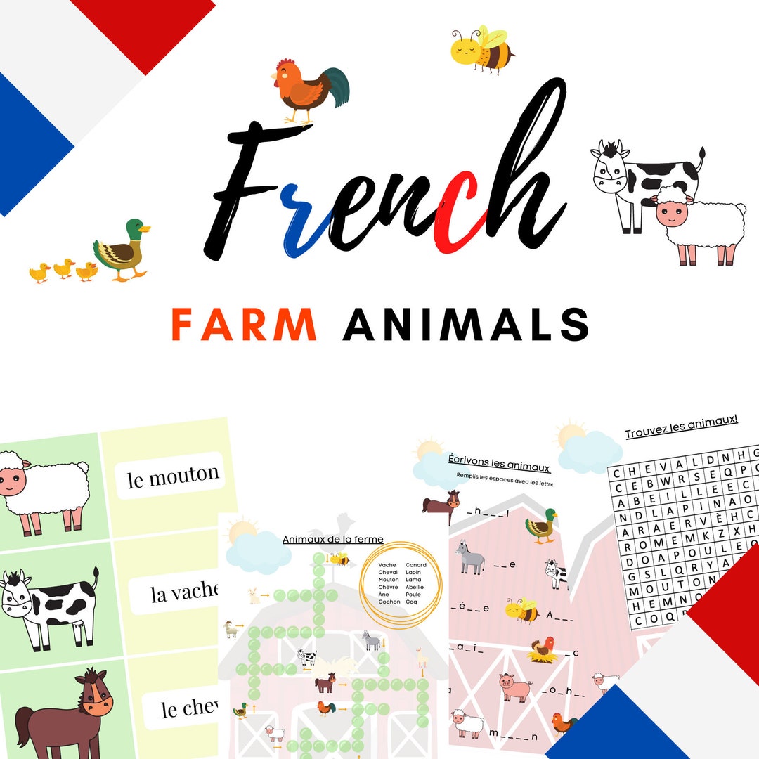 FRENCH Farm Animal Vocabulary + Activities for Kids! - PDF Download - Etsy