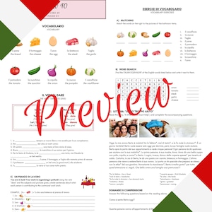 ITALIAN Vocabulary Sheets - Set #10 - Il Cibo 1 - Food 1 - Worksheets ...