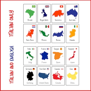 Italian Flashcards - Vocabulary Flashcards for Kids - Countries of the ...