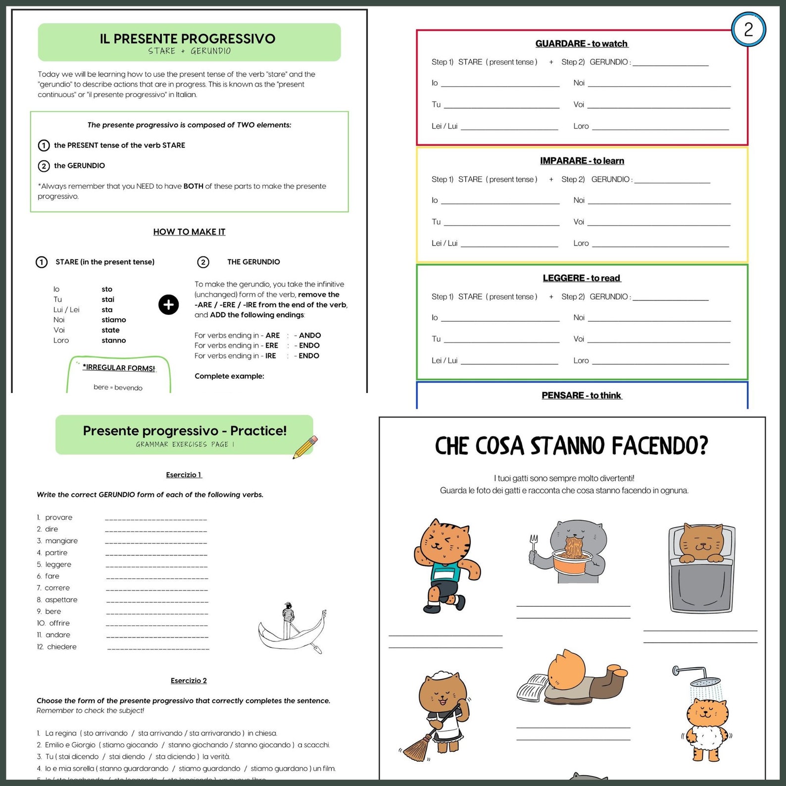 Italian Present Continuous Verbs - Presente Progressivo - Grammar ...