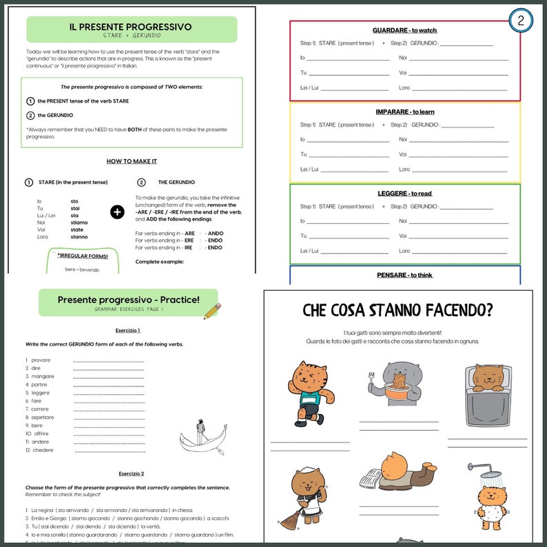 Italian Present Continuous Verbs - Presente Progressivo - Grammar ...
