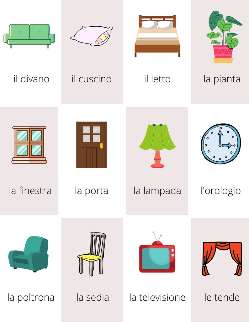 Italian House Vocabulary Flashcards - Italian Prepositions, Homeschool ...