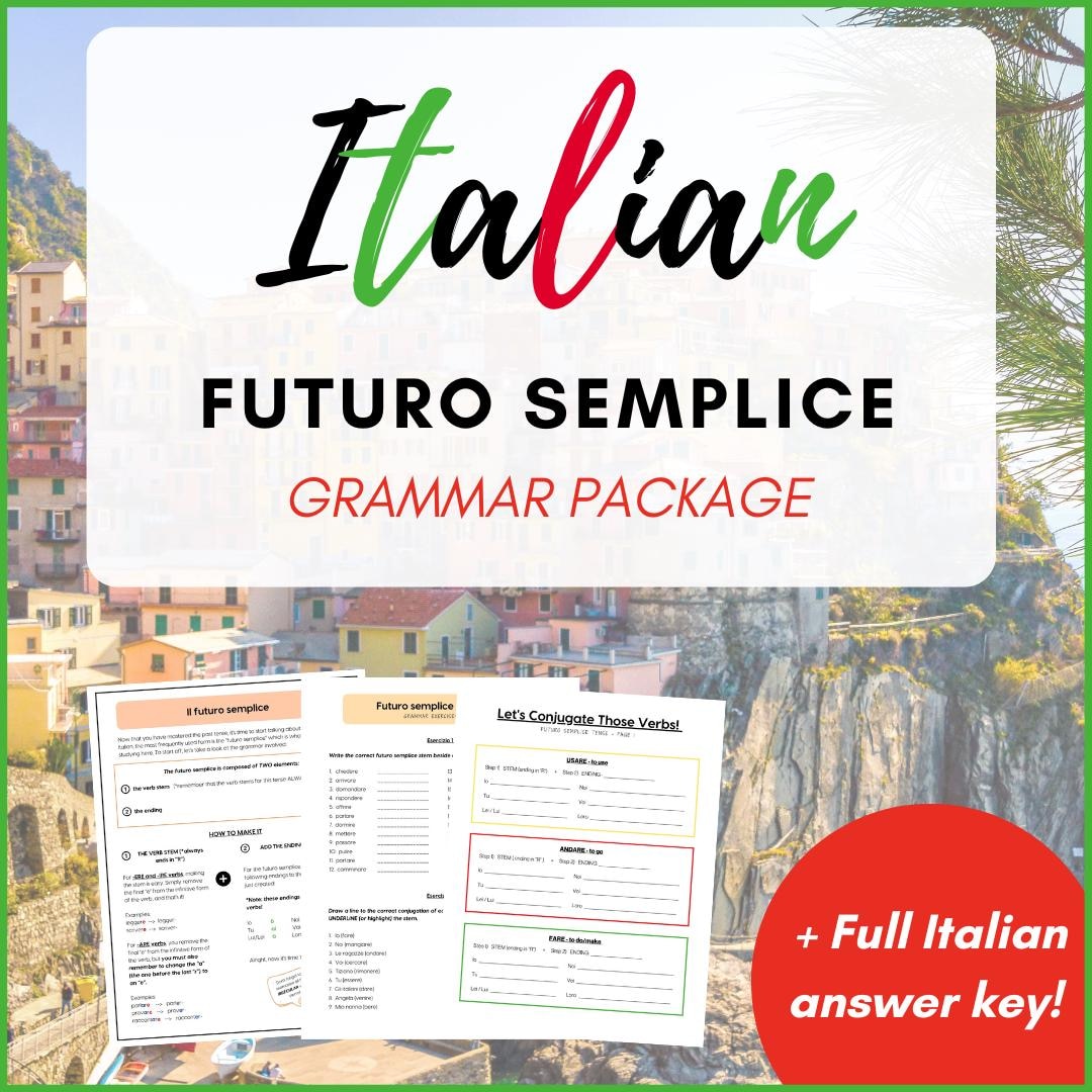 Italian Future Verbs - Futuro Semplice - Grammar & Reference Sheets ...