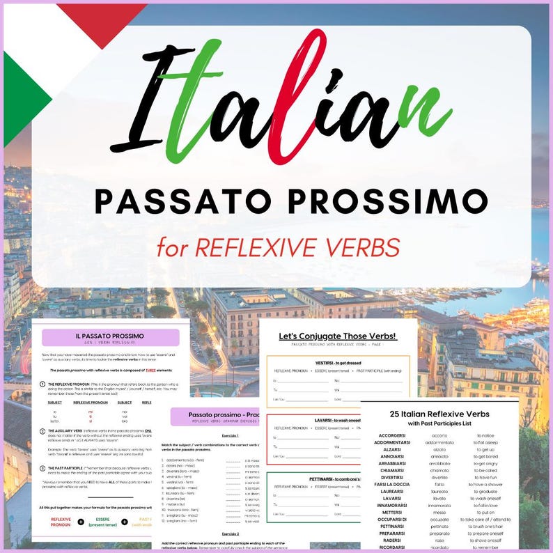 Italian Passato Prossimo (with Reflexive Verbs) Grammar & Reference ...