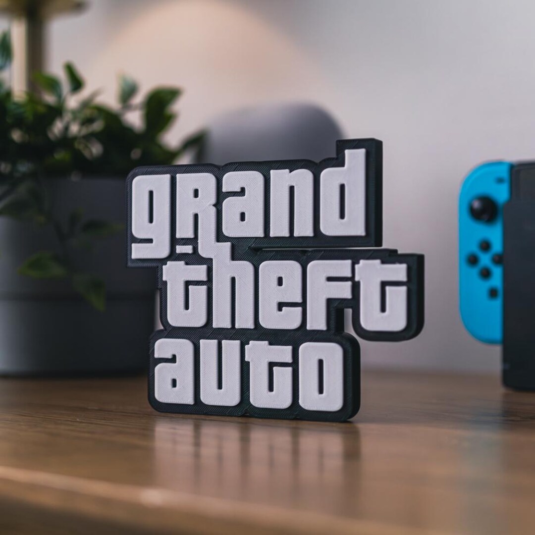Grand Theft Auto Sign, 3D Printed Video Game Shelf / Desk Art,display ...