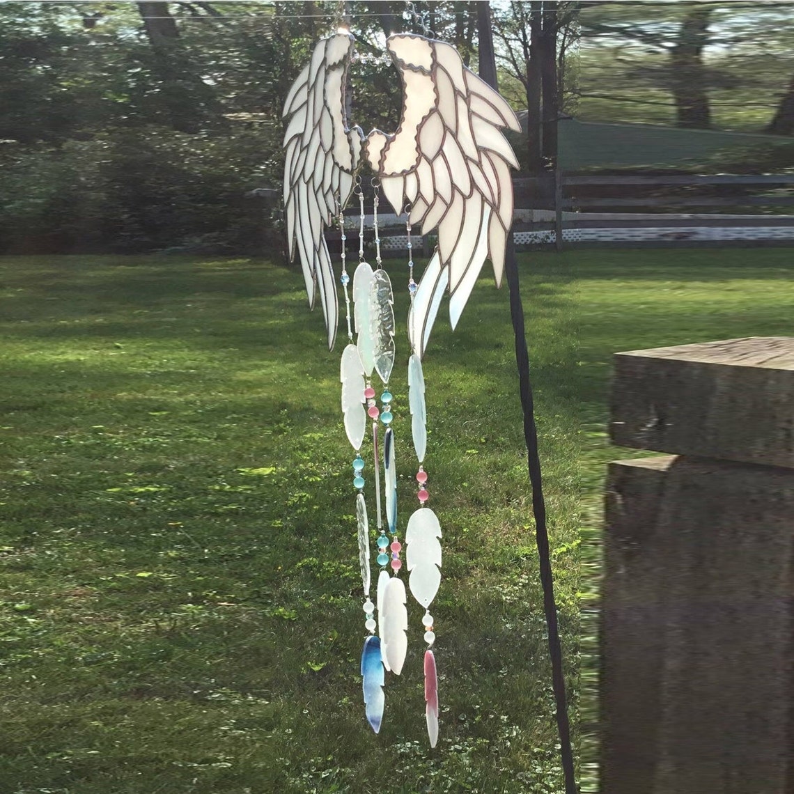 Angel Wings Wind Chimes Handmad Stained Home Window Hanging | Etsy