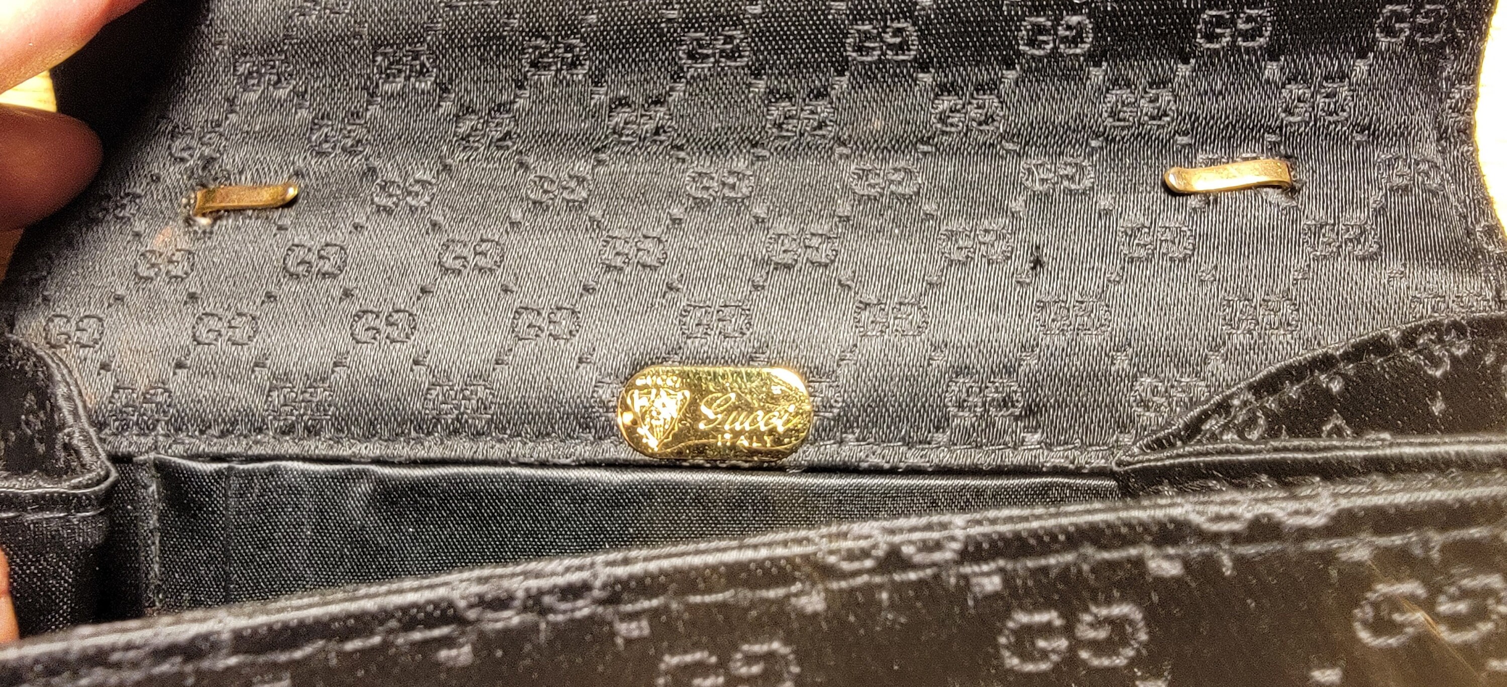 Vintage GUCCI Black Satin Evening Clutch Gold Gucci Hardware - Etsy