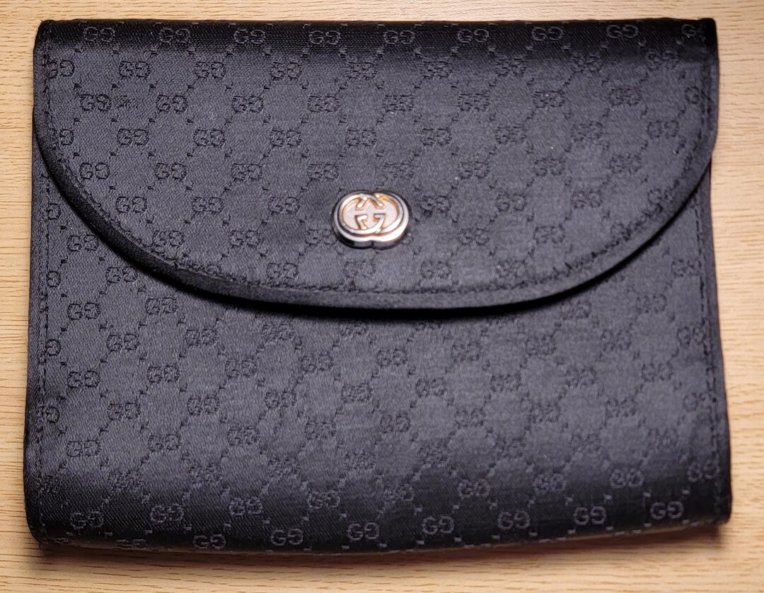 Vintage GUCCI Black Satin Evening Clutch Gold Gucci Hardware - Etsy