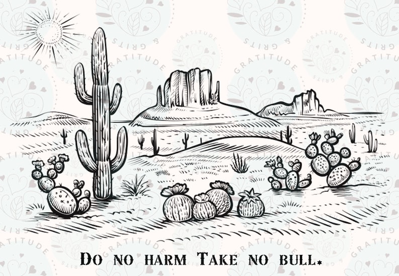 Western Landscape PNG, Do No Harm Take No Bull, Cowgirl Shirt Design ...