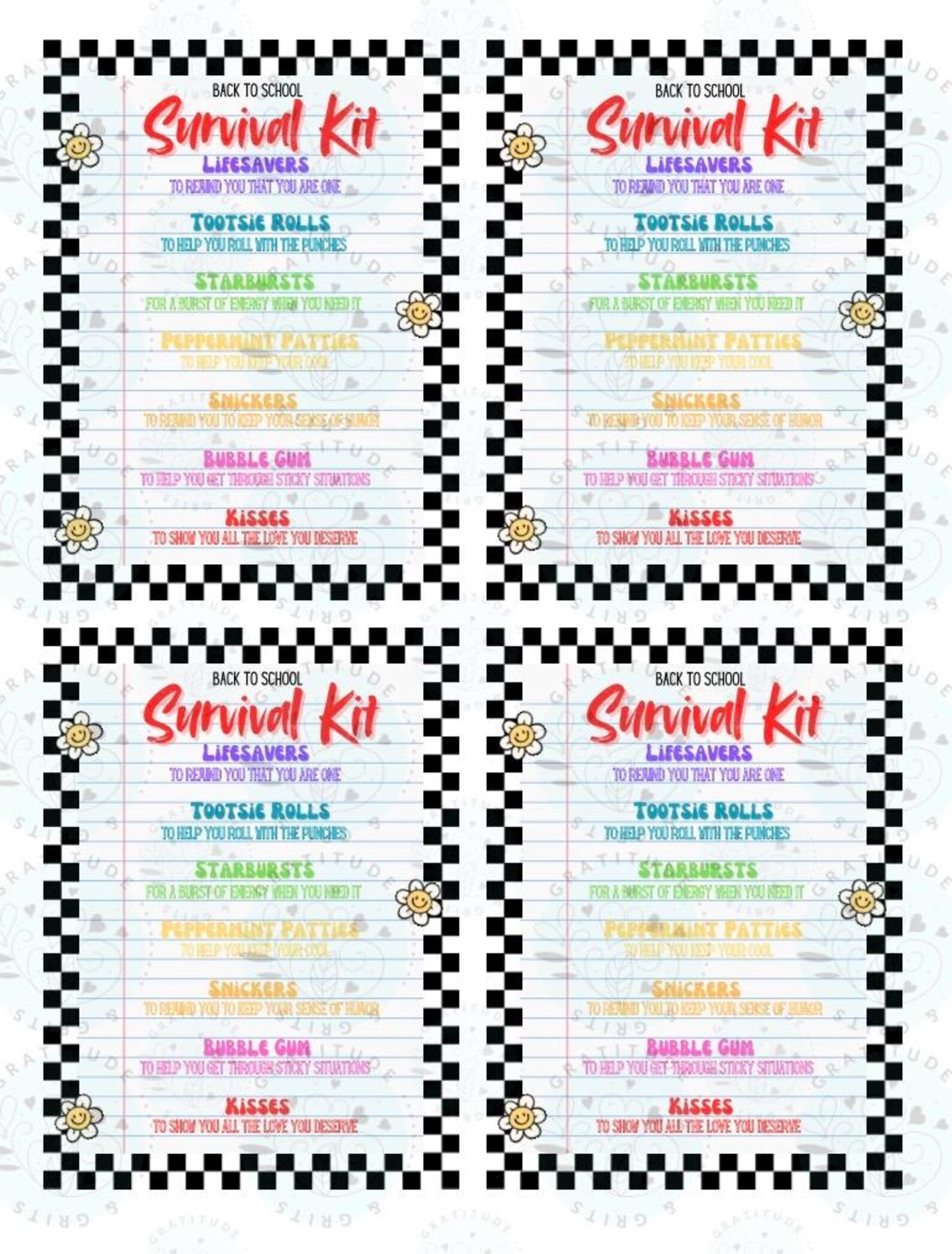 Back to School Survival Kit Printable - Etsy