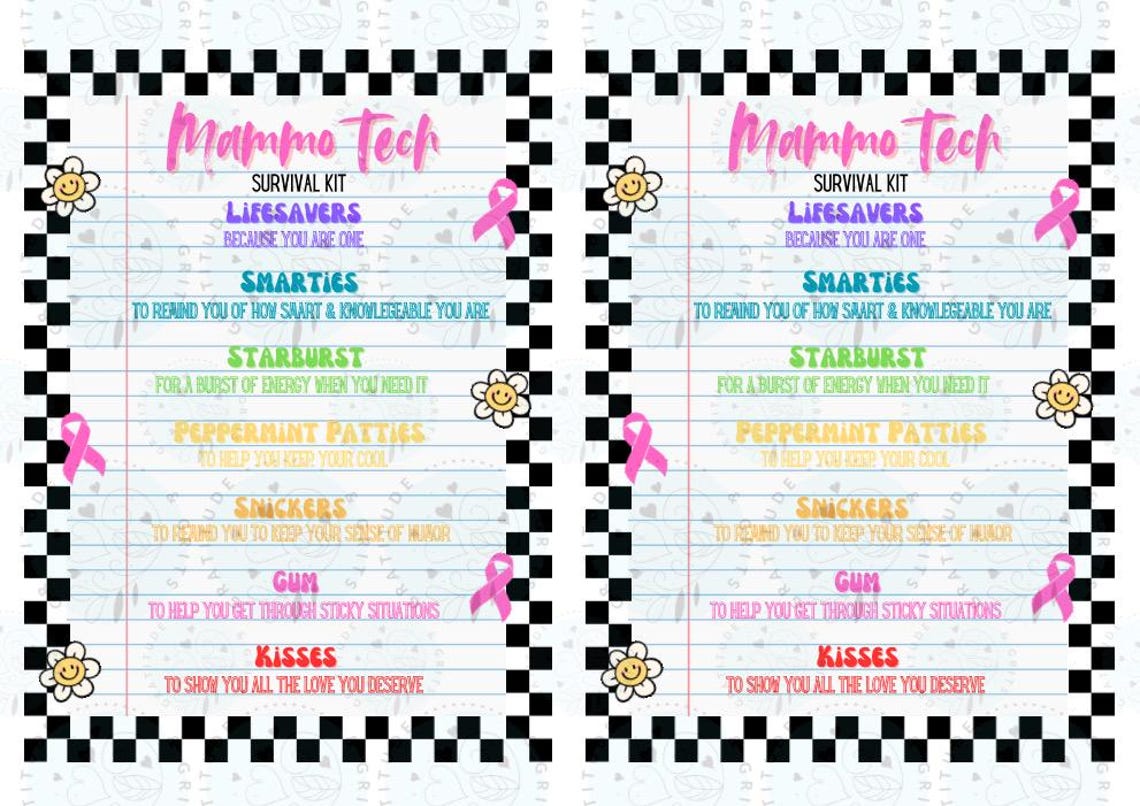Mammo Tech Survival Kit Printable - Etsy