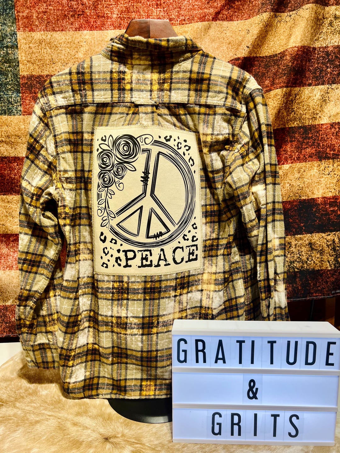 Peace, Distressed Flannel Shirt, Medium - Etsy