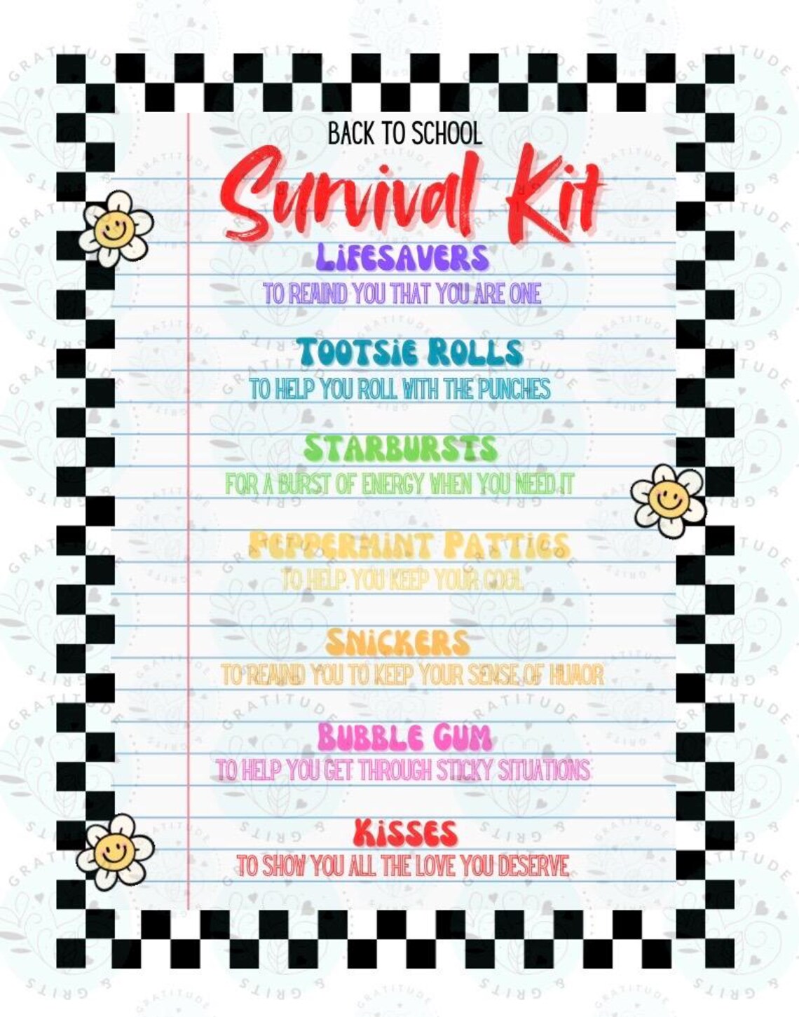 Back to School Survival Kit Printable - Etsy