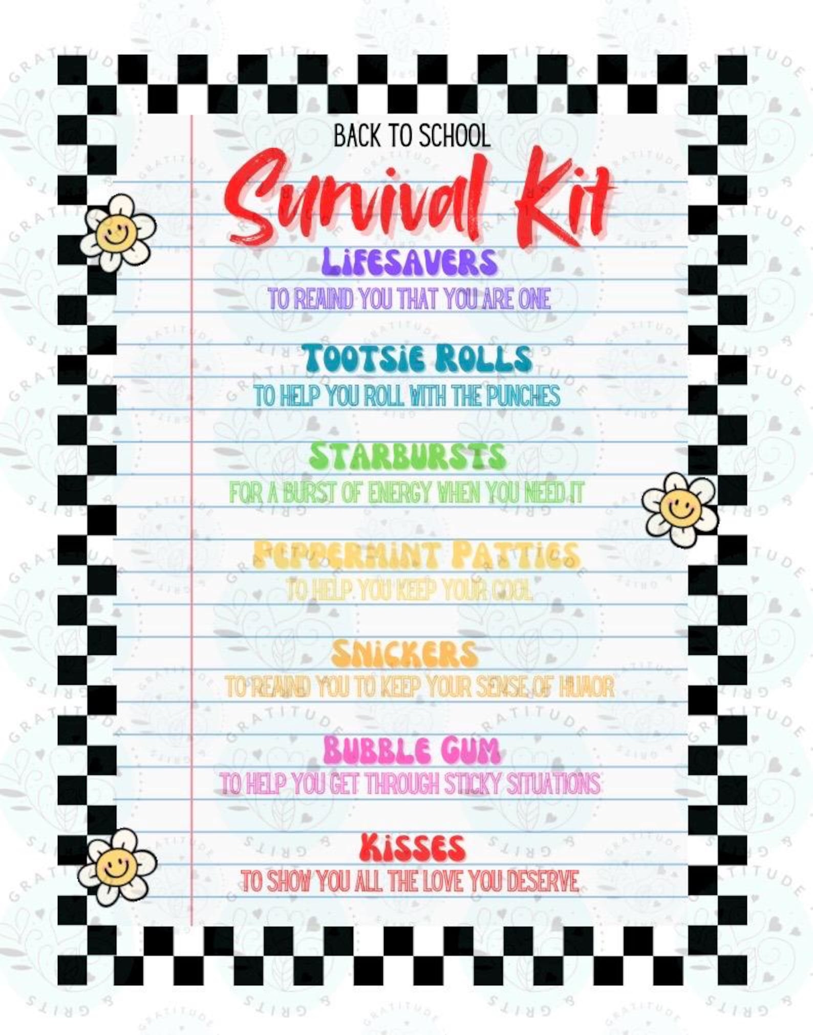 Back to School Survival Kit Printable - Etsy