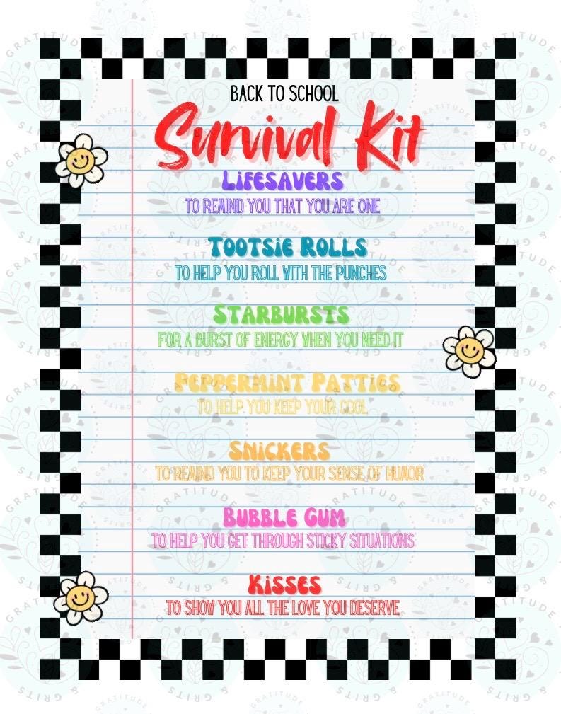 Back to School Survival Kit Printable - Etsy