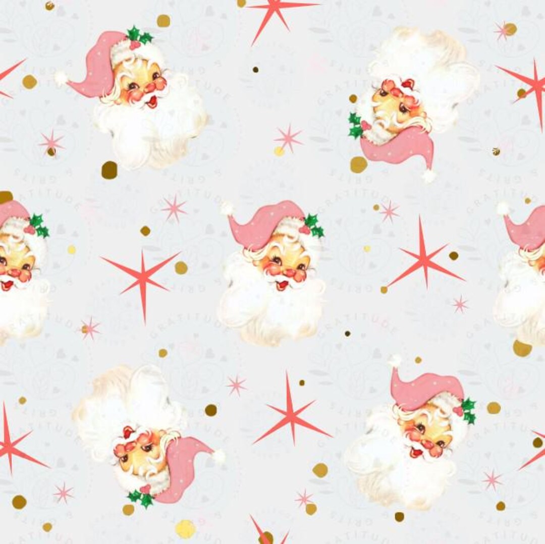 Vintage Retro Santa Seamless Pattern | Christmas Digital Pattern ...