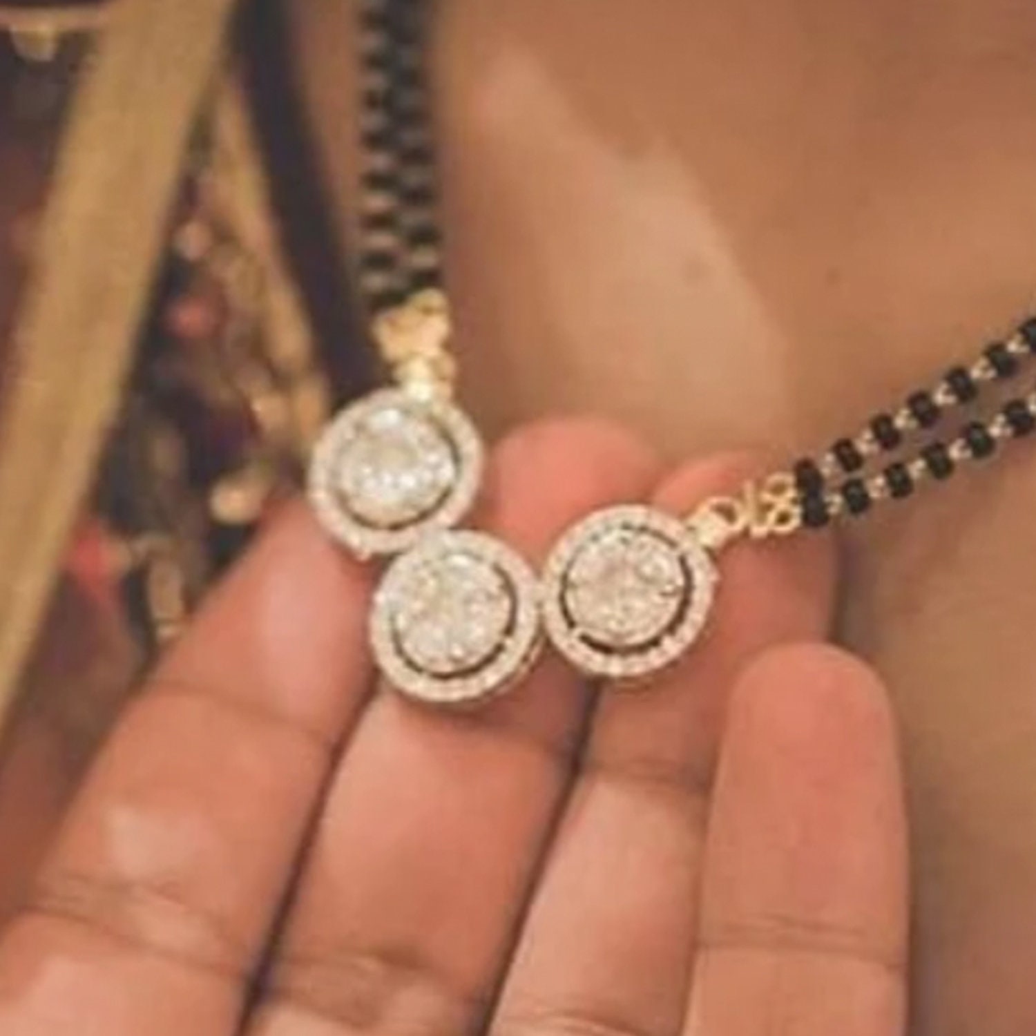 Silver Solitaire Mangalsutra, CZ Mangalsutra, Black Beads Mangalsutra ...