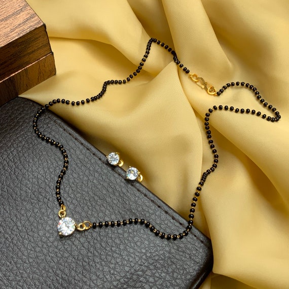 Diamond Mangalsutra Gold Plated Mangalsutra Deepika Padukone Mangalsutra CZ Mangalsutra Indian Jewelry Gold Indian Mangalsutra Etsy