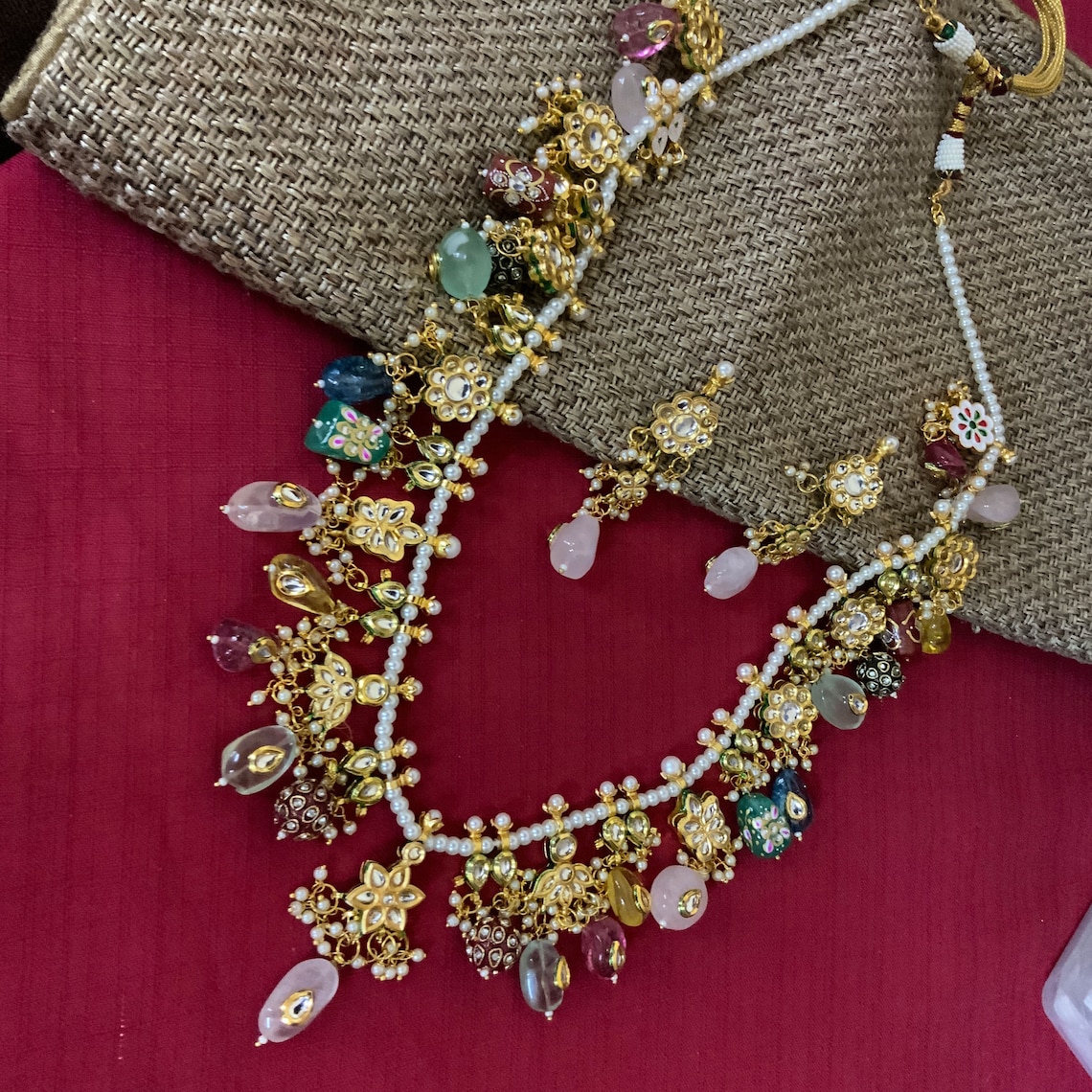 Jaipur Stone Necklace Royal wedding jewelry kundan indian | Etsy