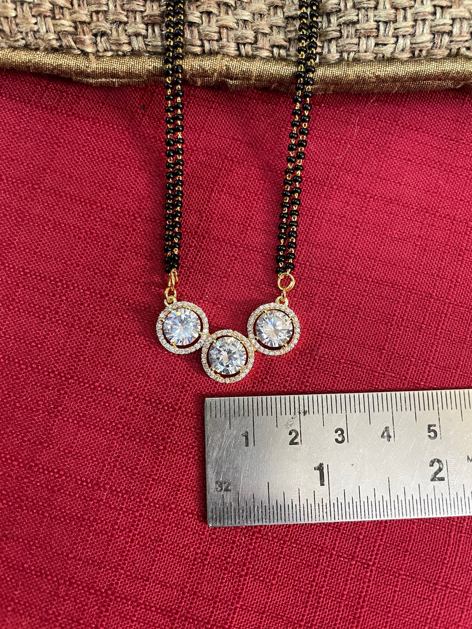 Silver Solitaire Mangalsutra CZ Mangalsutra Black beads | Etsy