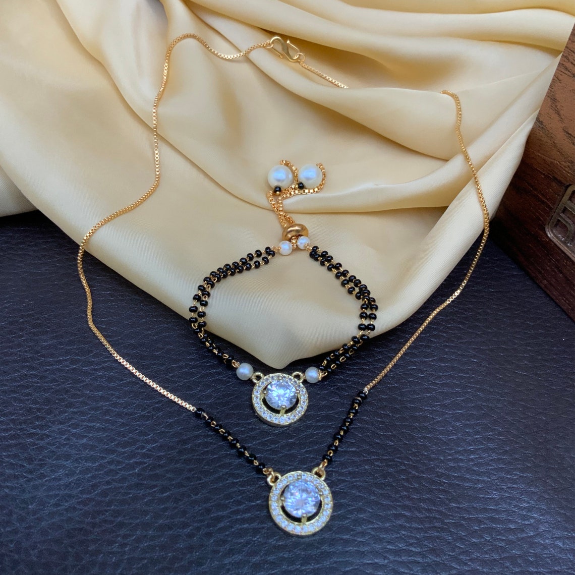 Gold Diamond Mangalsutra & Hand Mangalsutra 2 Pieces Combo | Etsy India