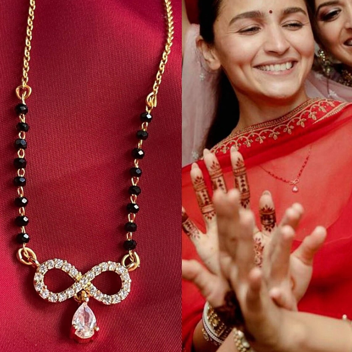 Infinity Mangalsutra Pendant, Diamond Style, Gold Plated - Etsy