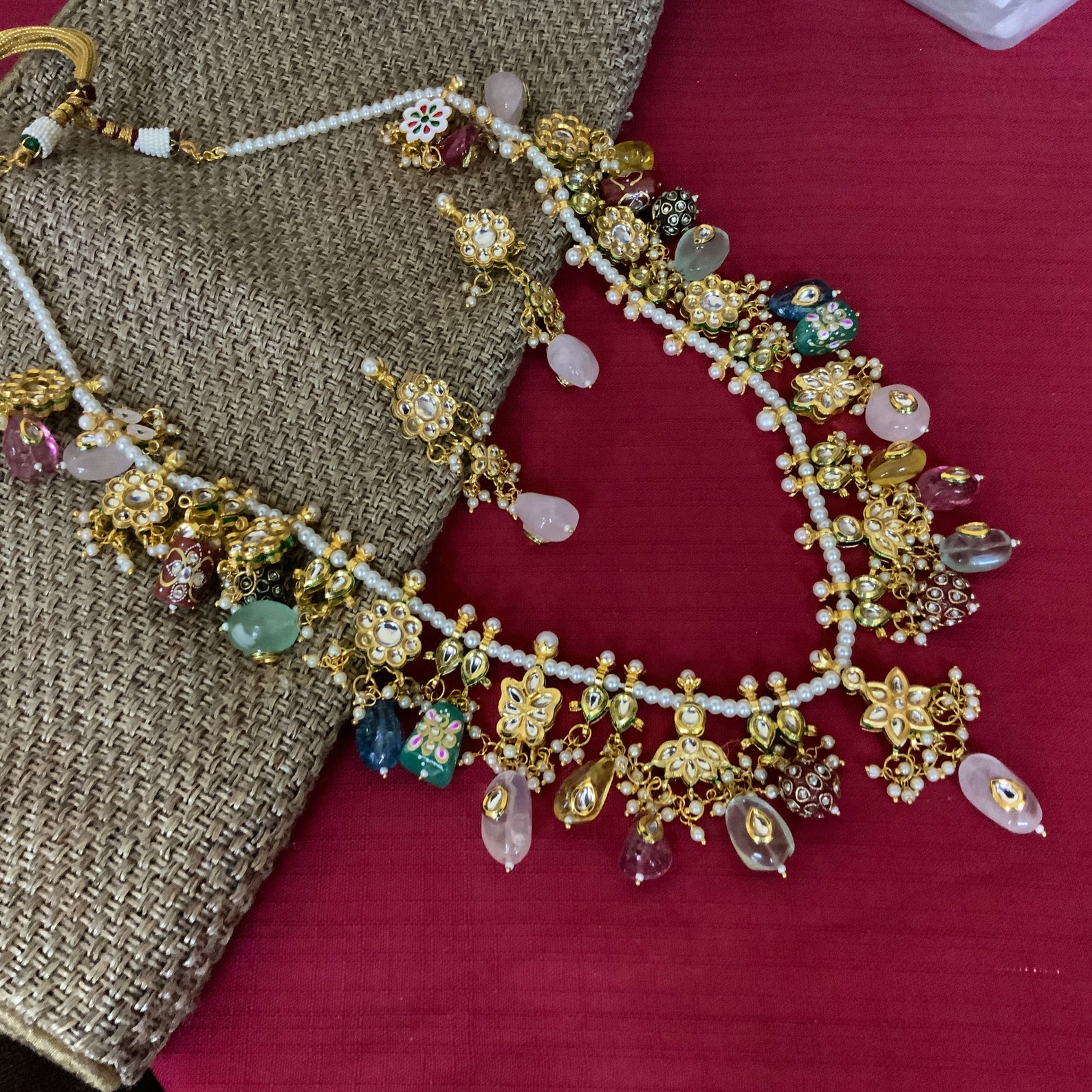Kundan Indian Necklace Set, Jaipur Stone, Royal Wedding Jewelry - Etsy