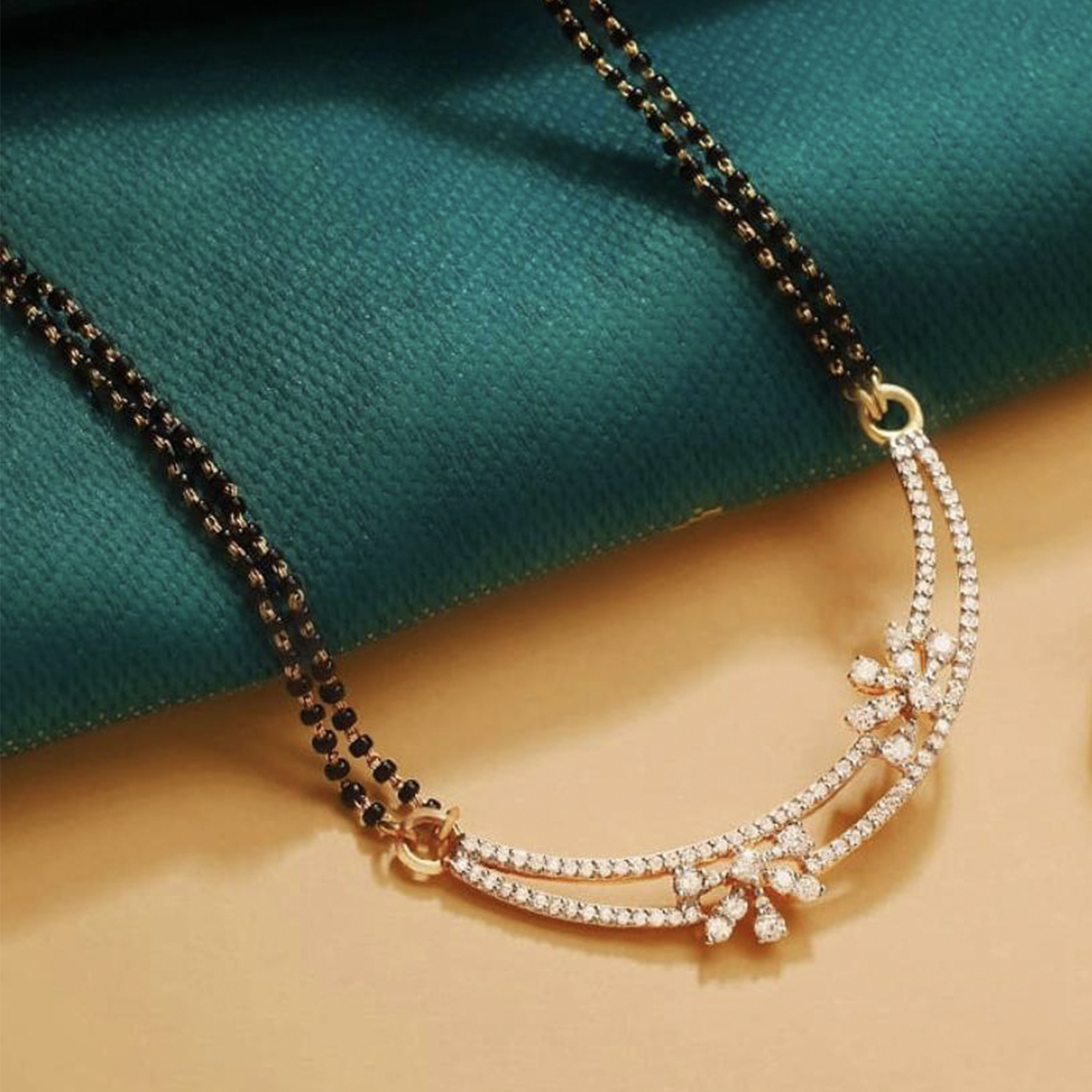 Gold Diamond Mangalsutra Gold Plated Floral Diamond | Etsy