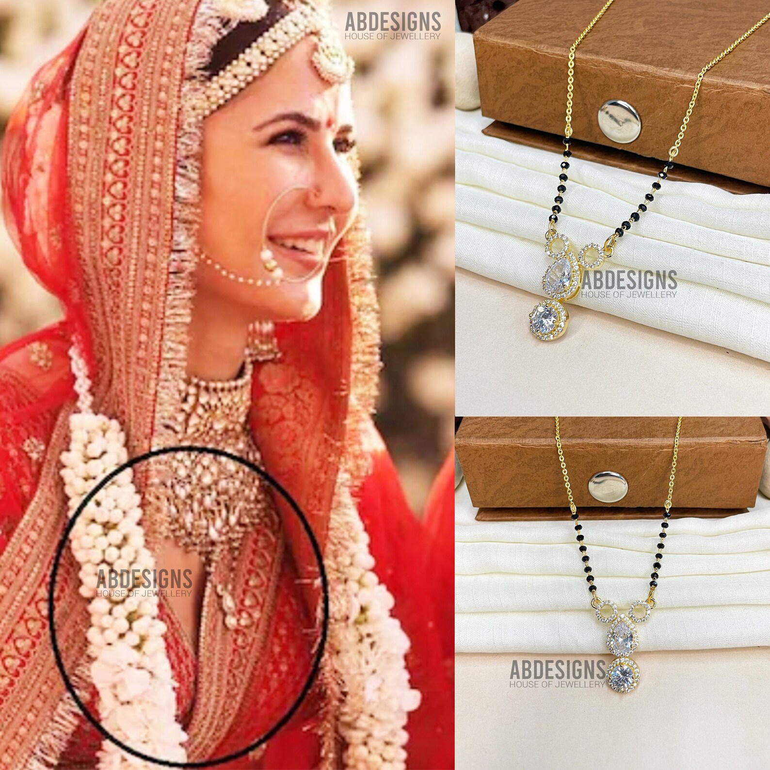 Katrina Kaif Inspired Mangalsutra, Gold Plated Brass Pendant, American ...