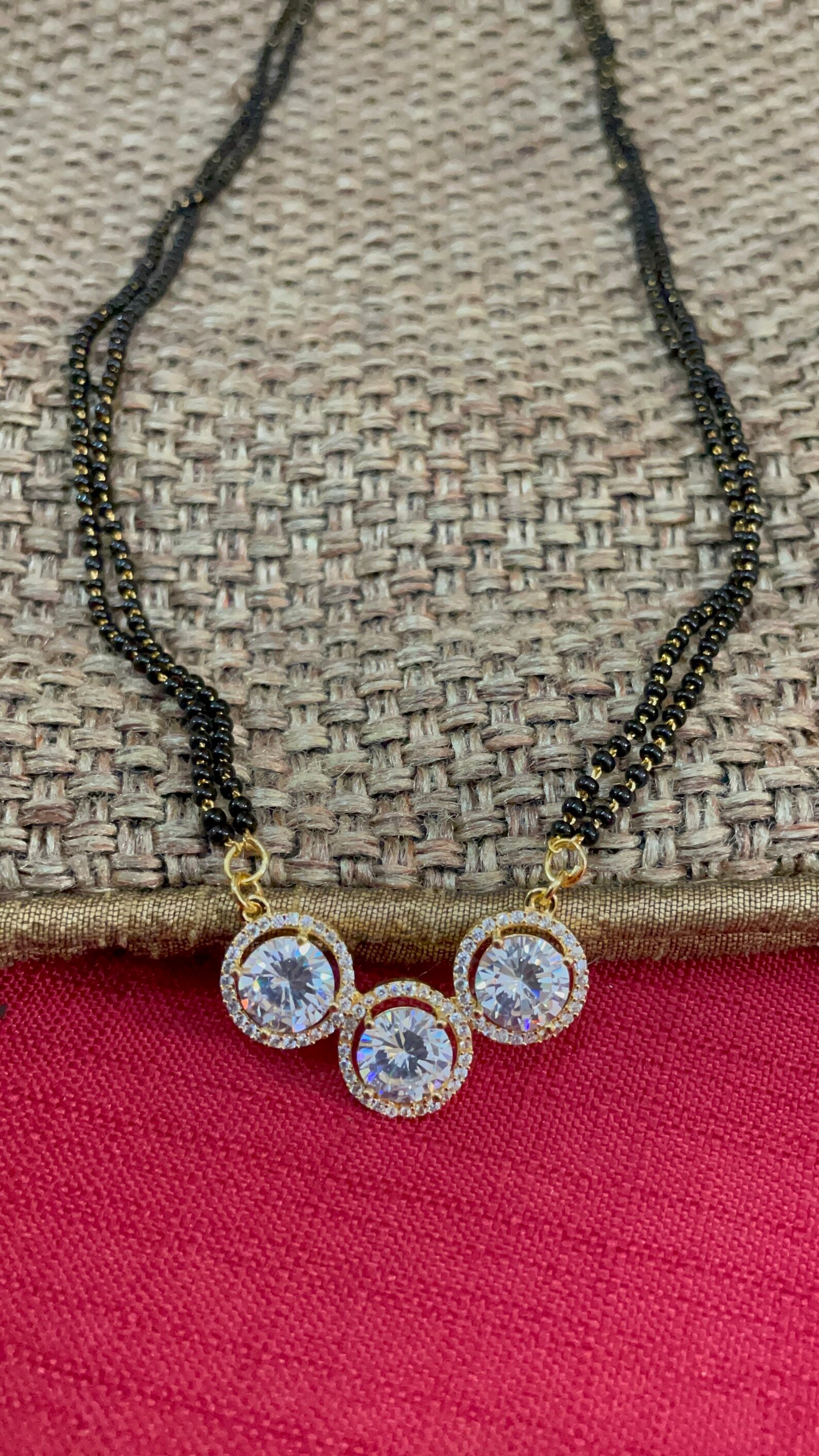 Silver Solitaire Mangalsutra CZ Mangalsutra Black beads | Etsy