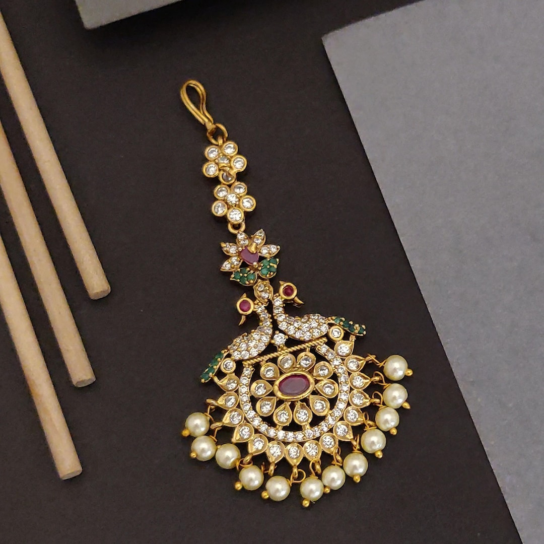 Antique Gold Plated Maang Tikka Traditional Antique Maang Tikka Gold ...