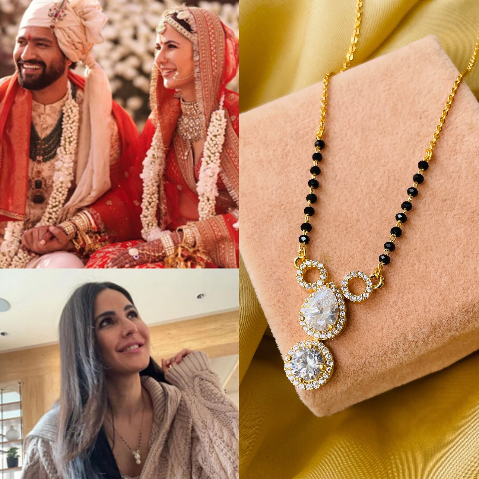 Katrina Kaif Inspired Mangalsutra, Gold Plated Brass Pendant, American ...