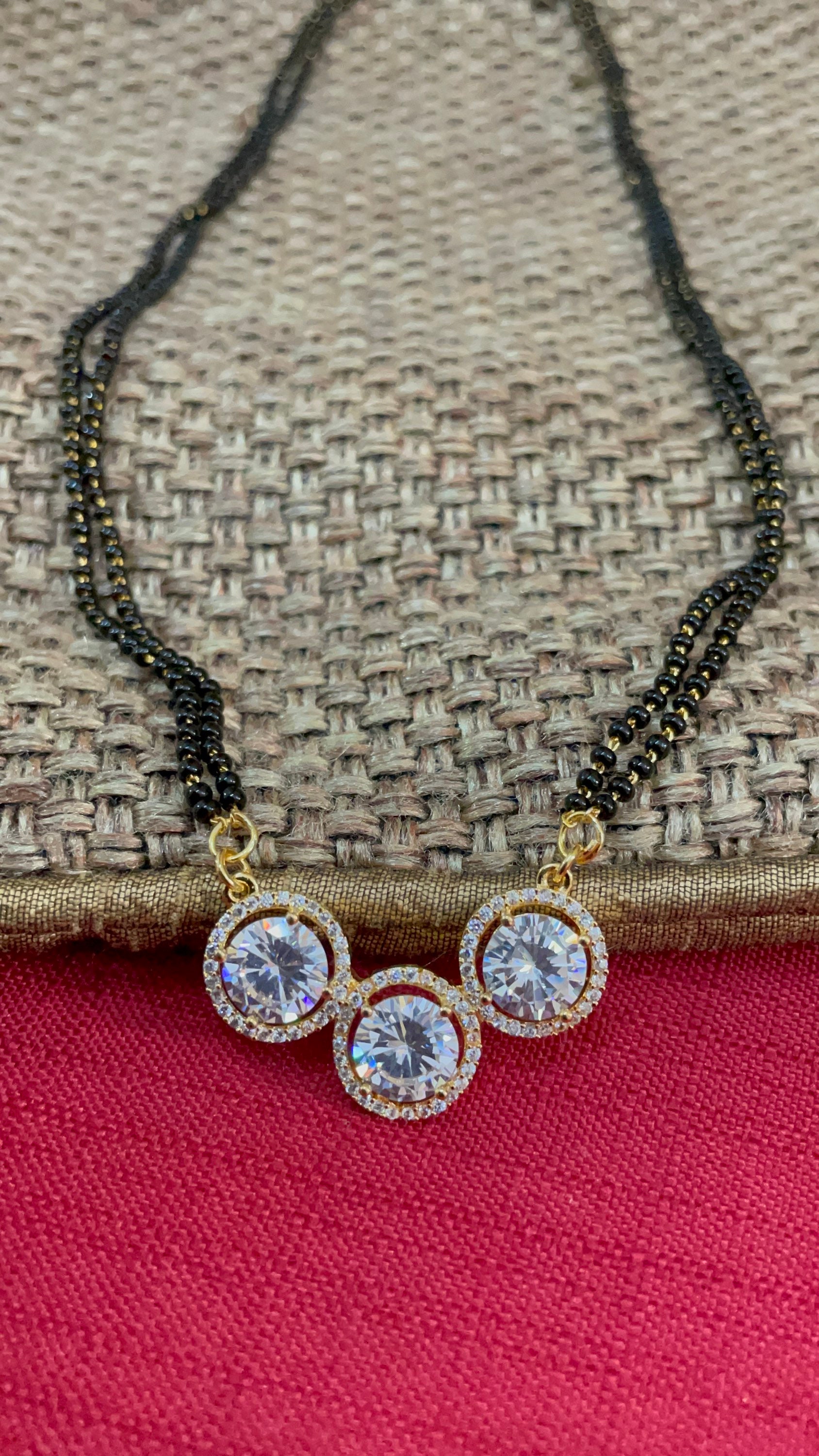 Silver Solitaire Mangalsutra CZ Mangalsutra Black beads | Etsy