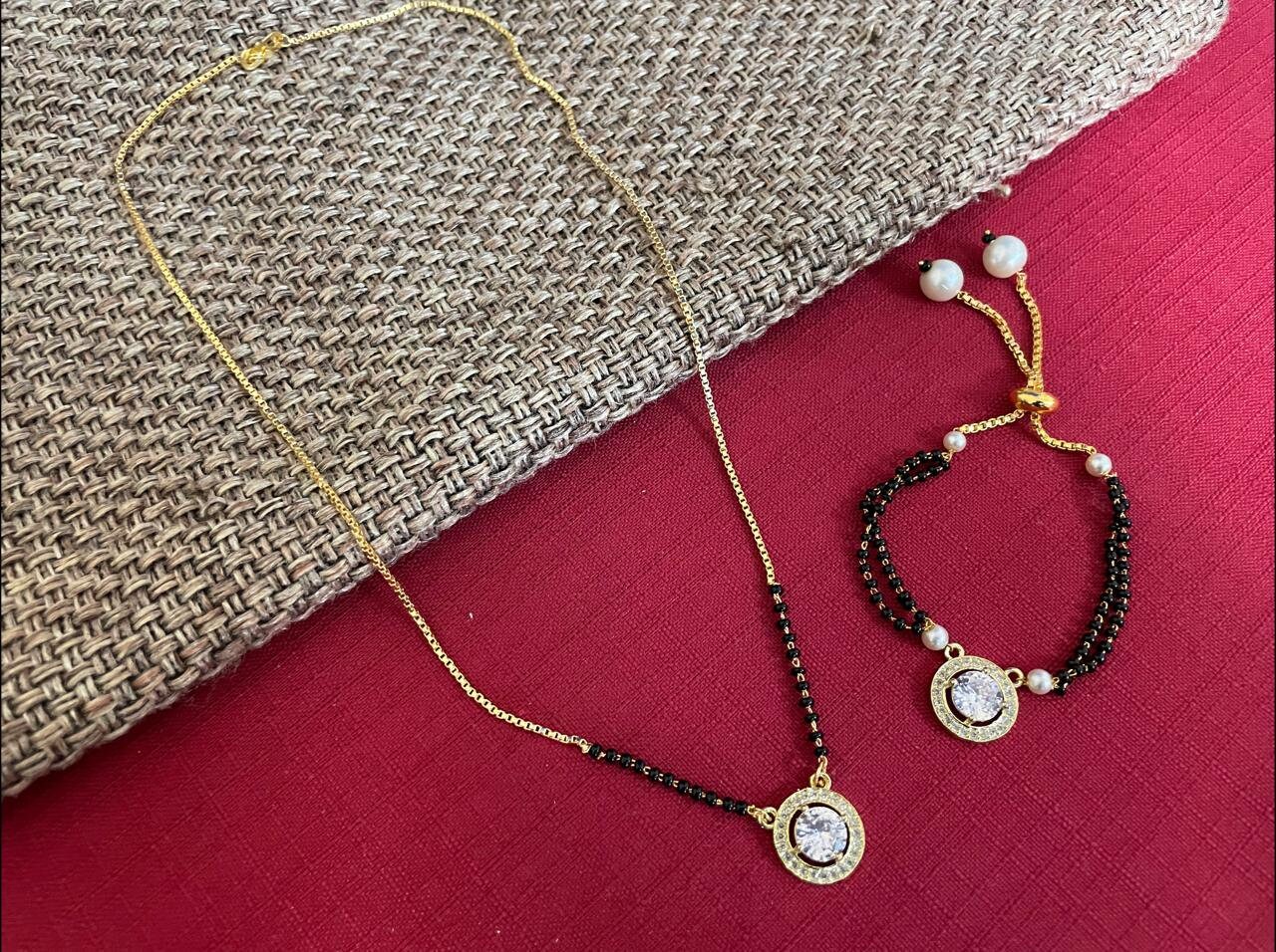 Gold Diamond Mangalsutra & Hand Mangalsutra 2 Pieces Combo | Etsy India
