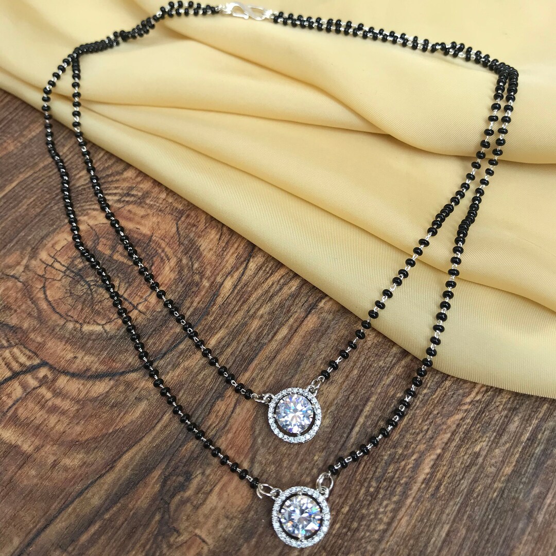 Buy Silver, Rosegold, Gold Drop Multi Blackbead Mangalsutra, Double ...