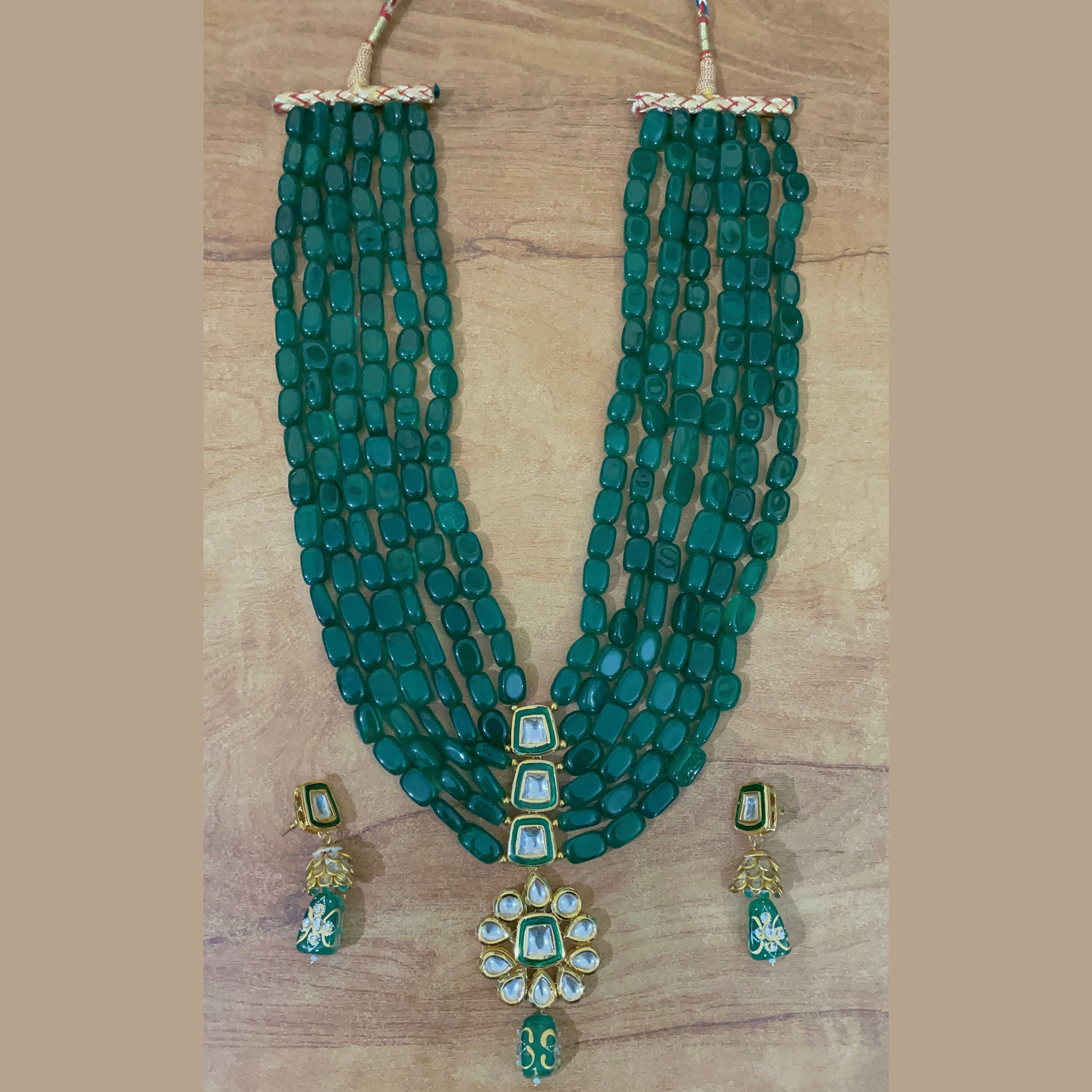 Green Gold Tone Emerald Necklace Stone Necklace Green Quartz | Etsy