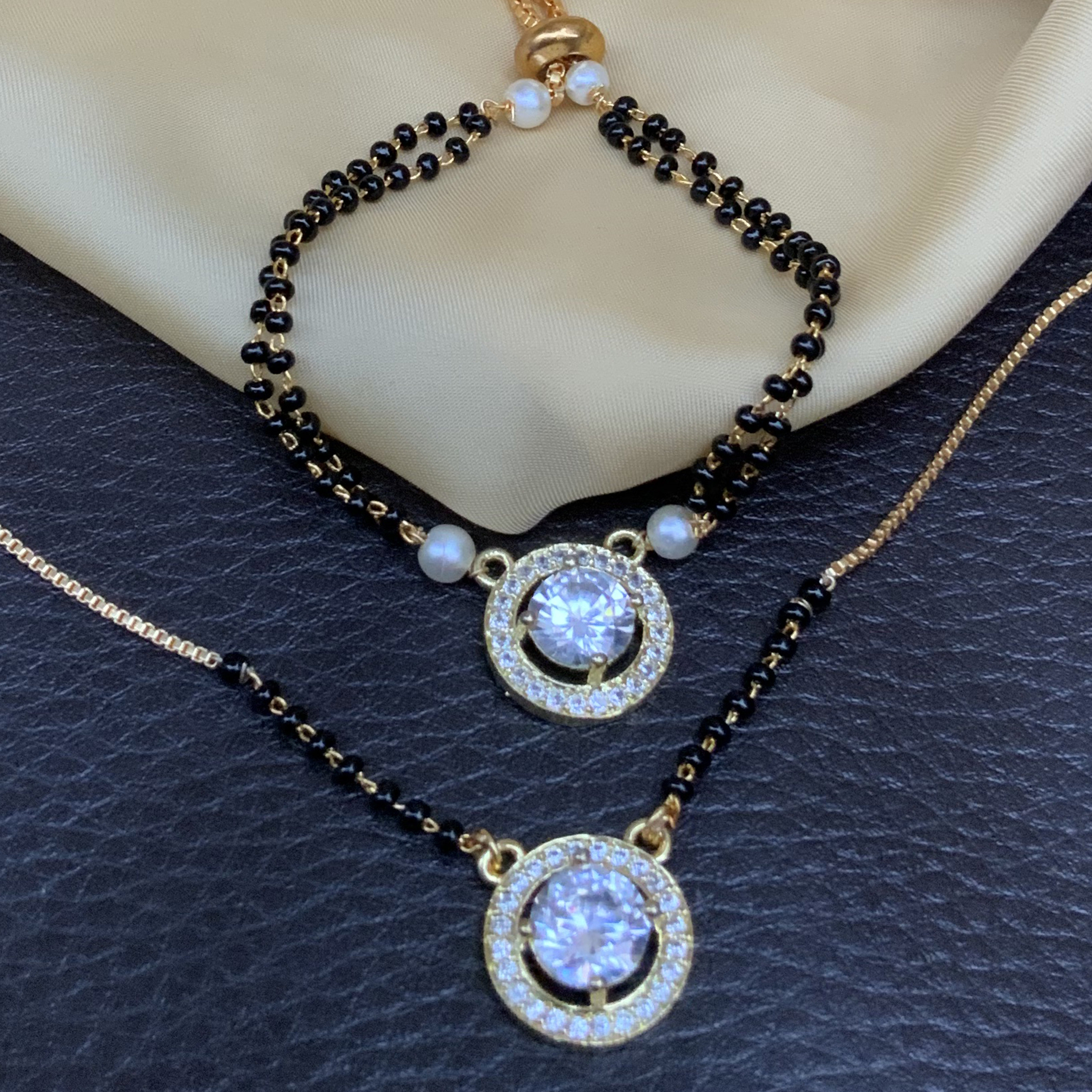Gold Diamond Mangalsutra & Hand Mangalsutra 2 Pieces Combo - Etsy