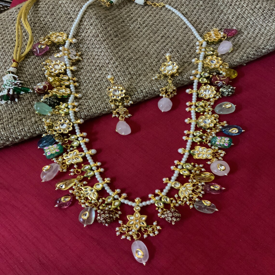 Buy Jaipur Stone Necklace Royal Wedding Jewelry Kundan Indian Online in ...