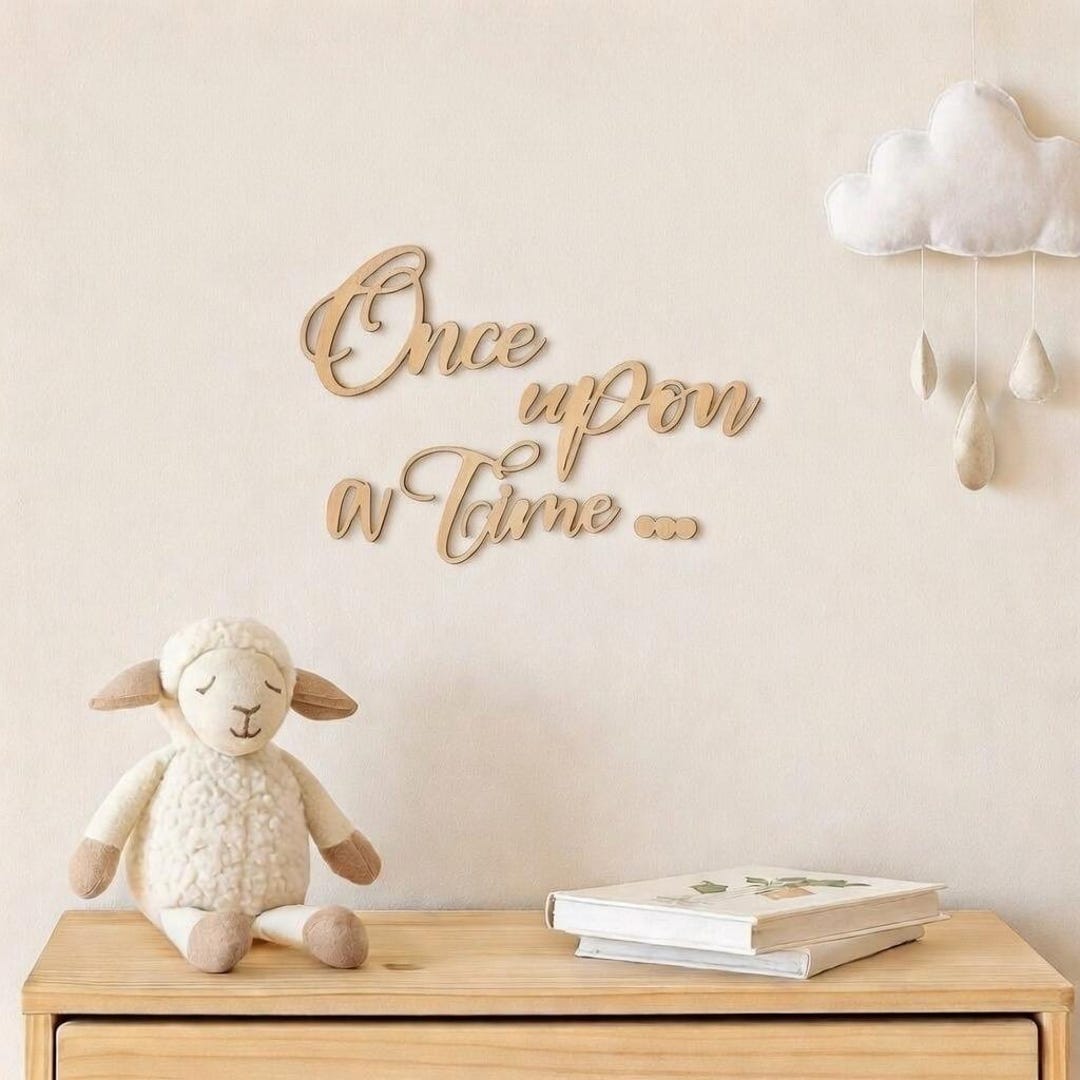 Once Upon a Time Wooden Wall Sign – Storybook Nursery Quote – Plywood ...