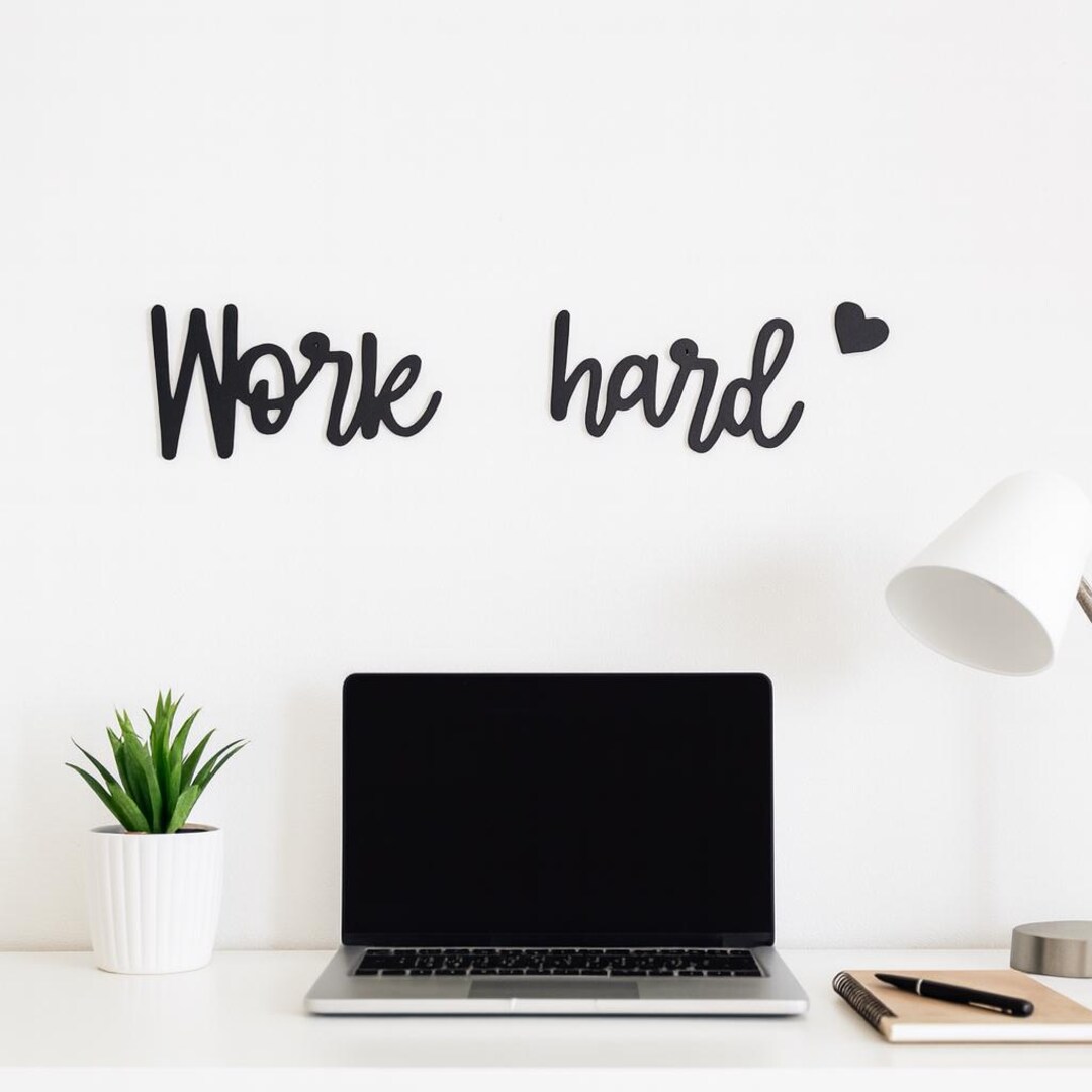 Work Hard Wooden Wall Sign – Motivational Office Decor – Plywood Quote ...